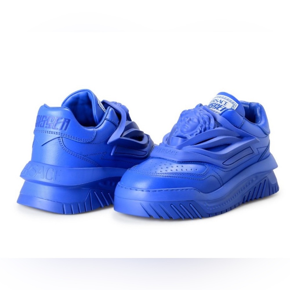 Versace Men's Medusa Logo Royal Blue Leather Sneakers… - Gem